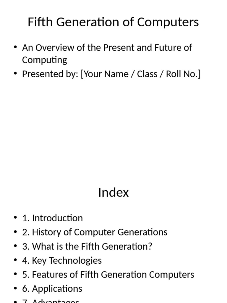 Fifth Generation of Computers Presentation | PDF