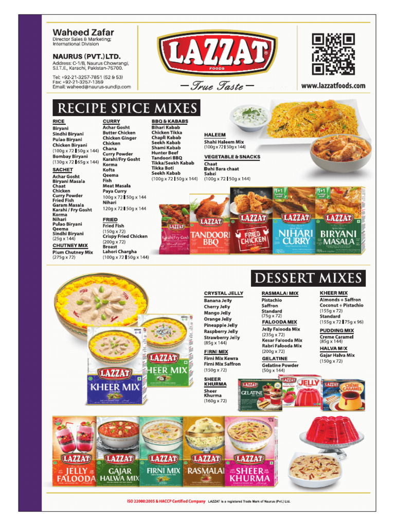 Lazzat Foods Catalog 2021 Compressed | PDF