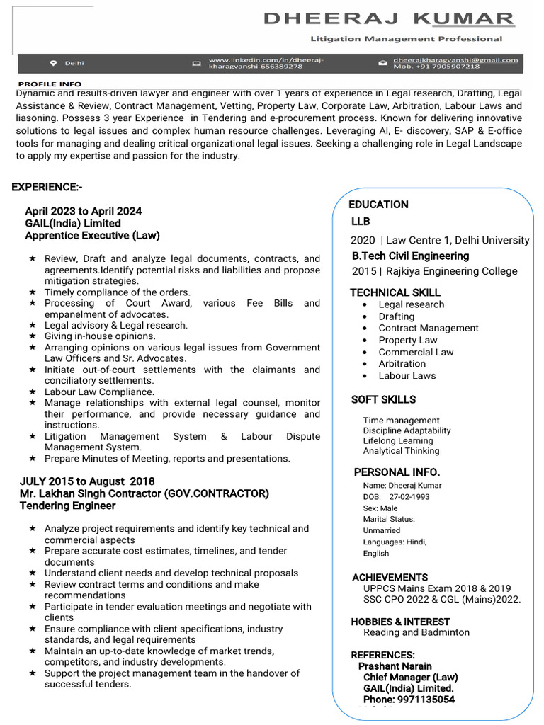 Resume Dheeraj Kumar@Spfpl | PDF