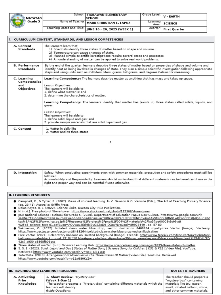 Understanding Matter: Grade 5 Science | PDF | Matter | Gases