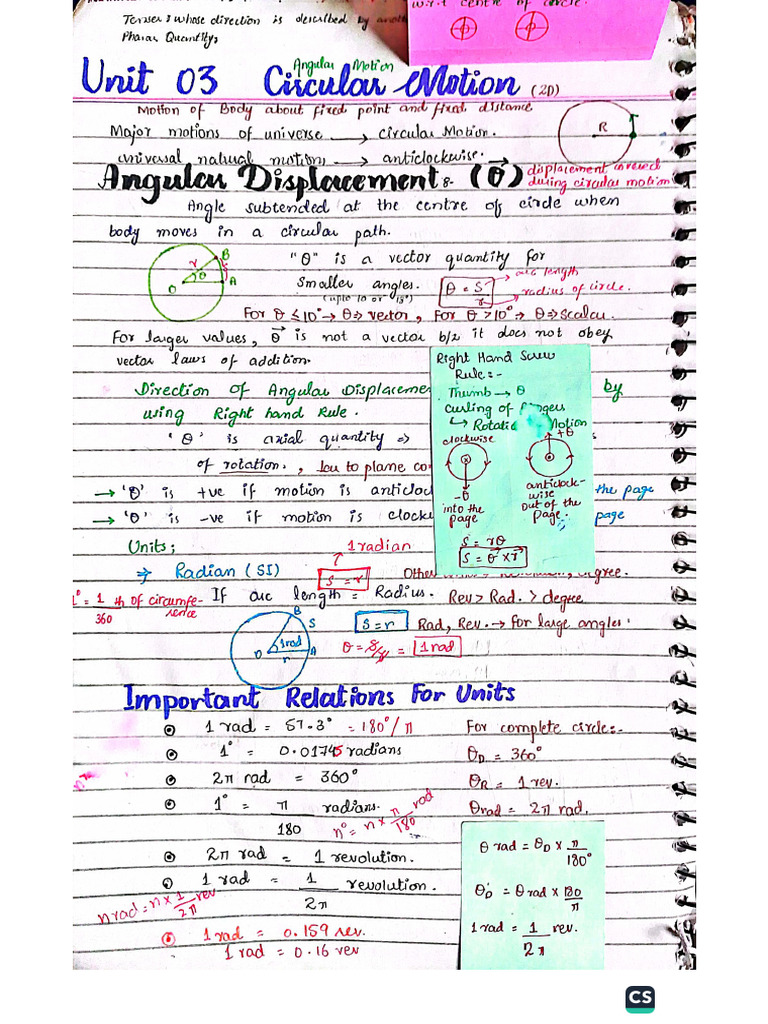 Circular Motion Notes by Nazish | PDF