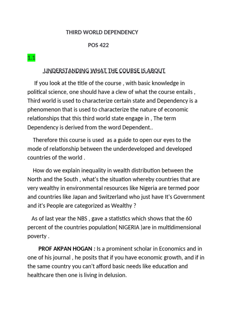 Third World and Dependency | PDF | Cost Of Living | Modernization Theory