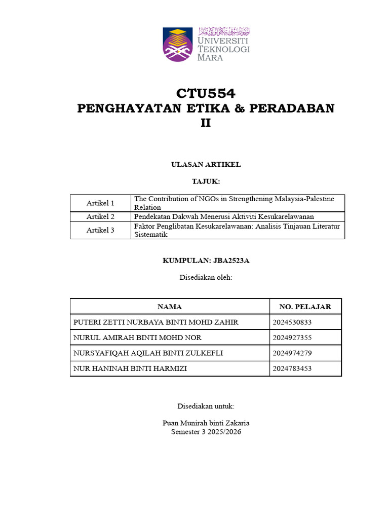 Ctu554 Ulasan Artikel Jba2523a Kump 4 | PDF