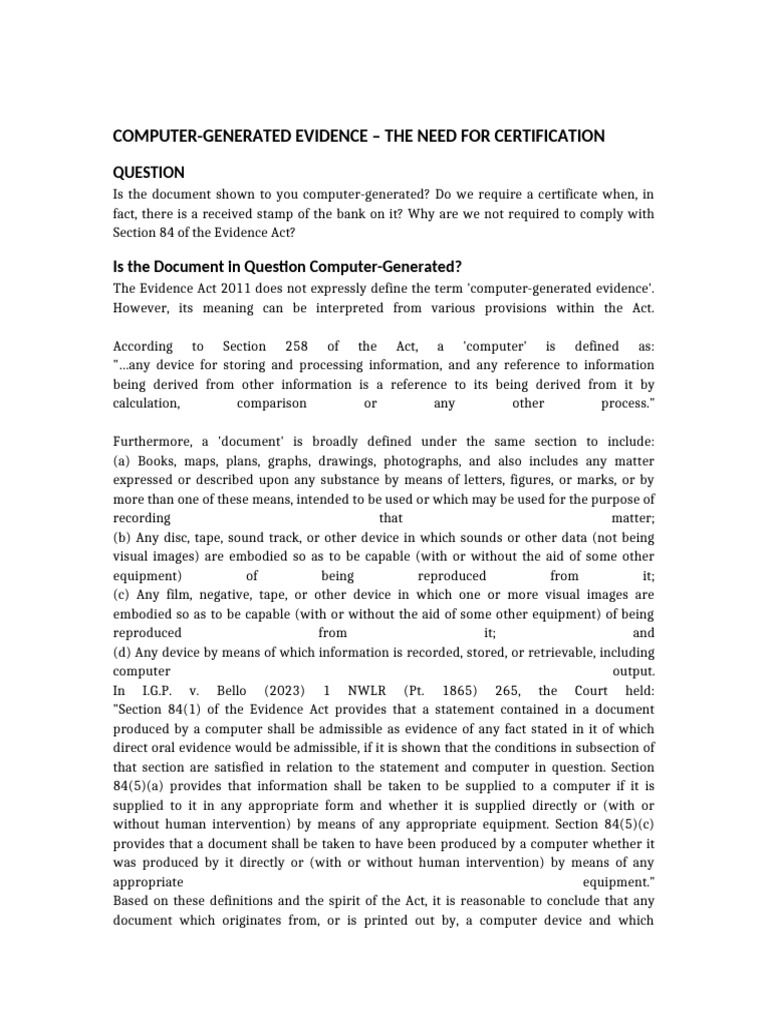 Computer Generated Evidence Justified | PDF | Computer Graphics | Justice