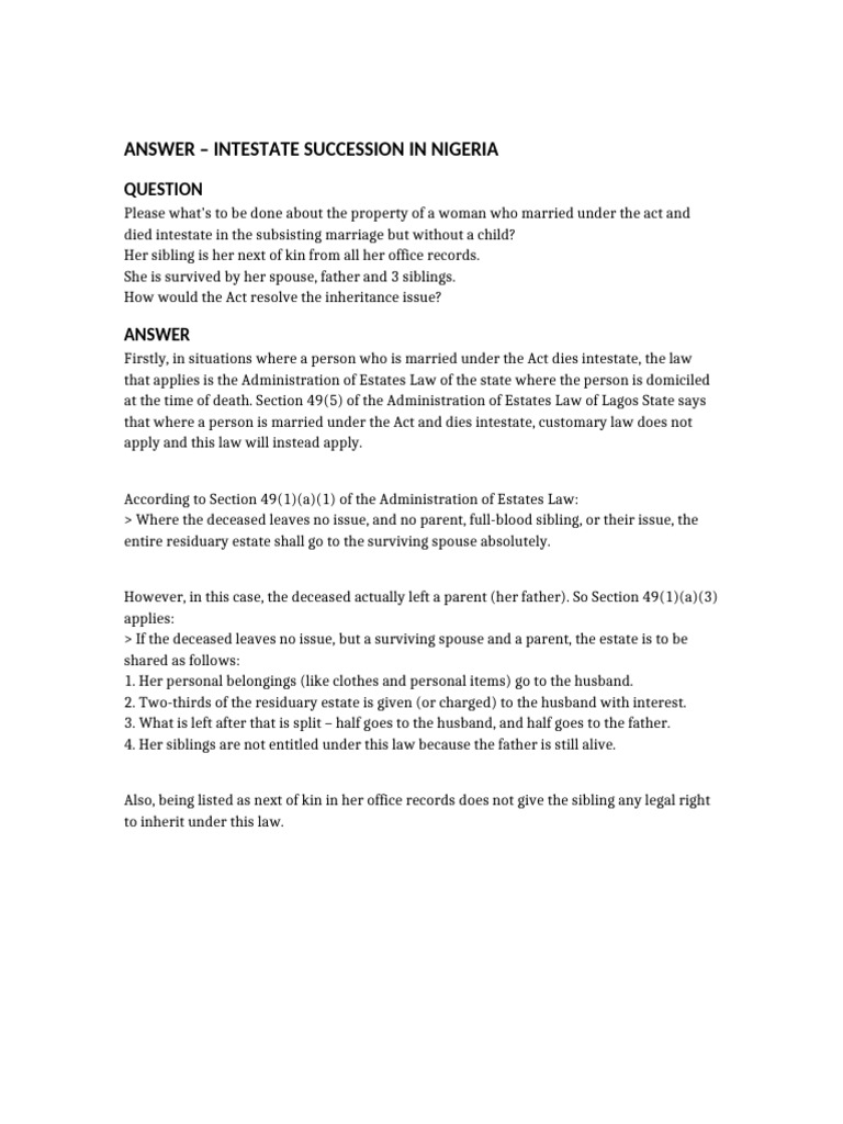 Intestate Succession | PDF