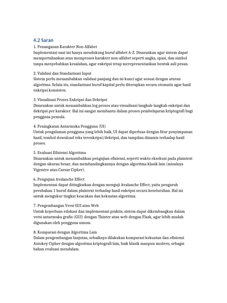 Saran Pengembangan Autokey Cipher | PDF