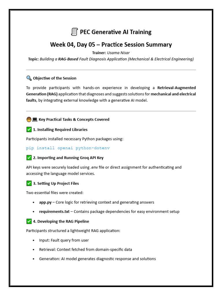 PEC Generative AI Training - Week 04 Day 05 Tahir Ali Bhutto | PDF ...