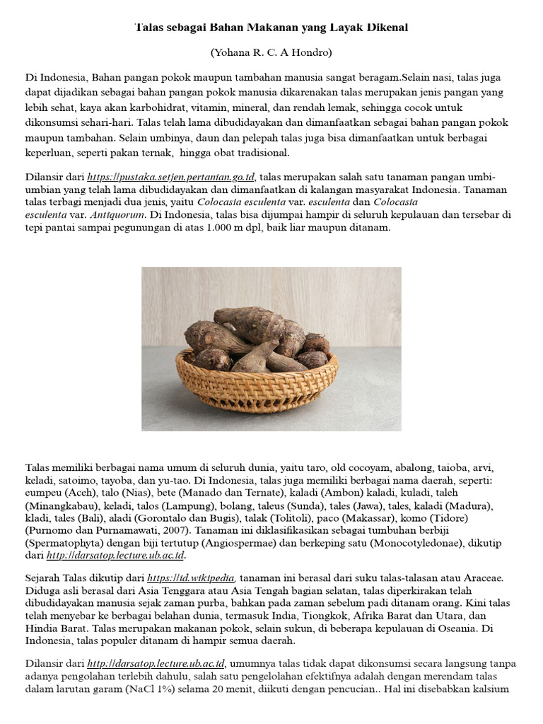 Talas Sebagai Bahan Makanan Yang Layak Dikenal (Poster) .Doc - 20241217 ...