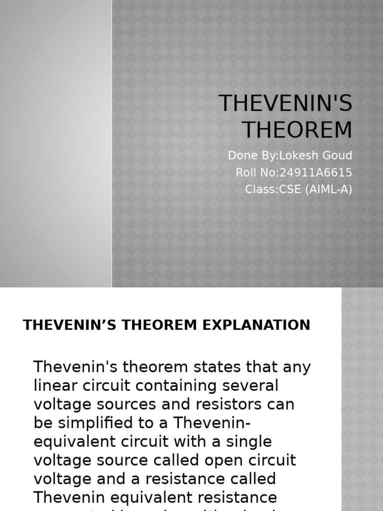 Thevenin's Theorem | PDF