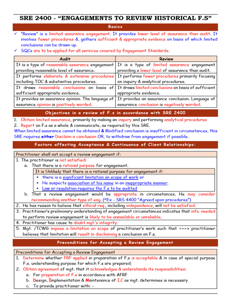 Chapter 10 Review of Financial Information CA Final | PDF | Going Concern | Audit