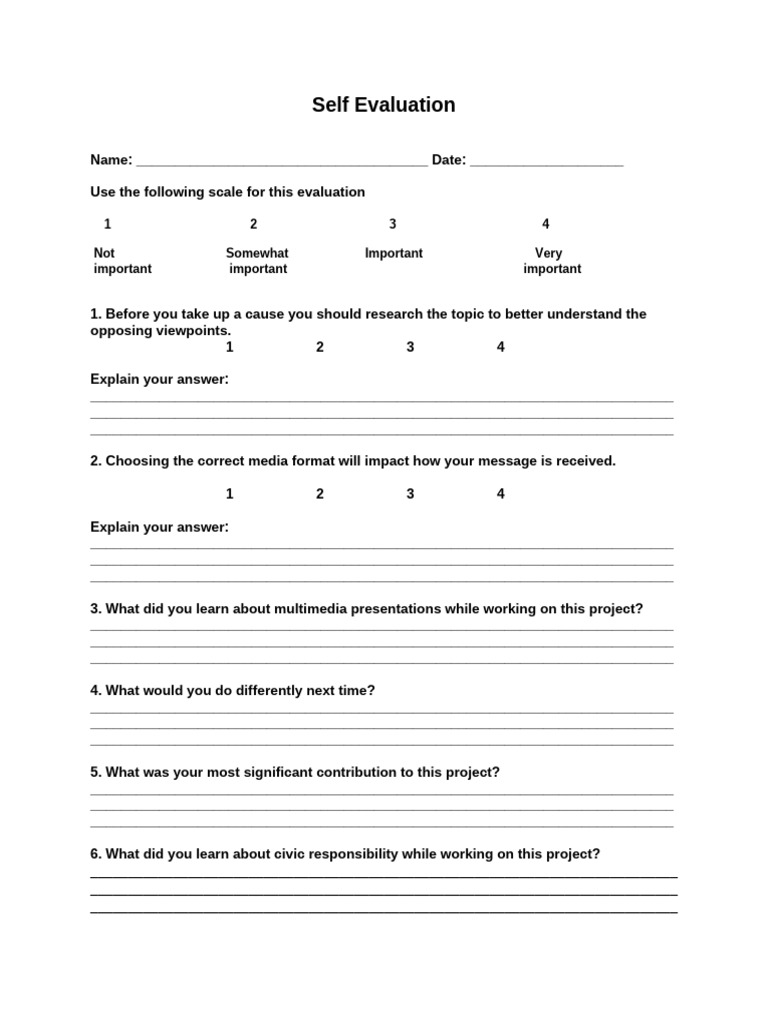 Self Evaluation | PDF