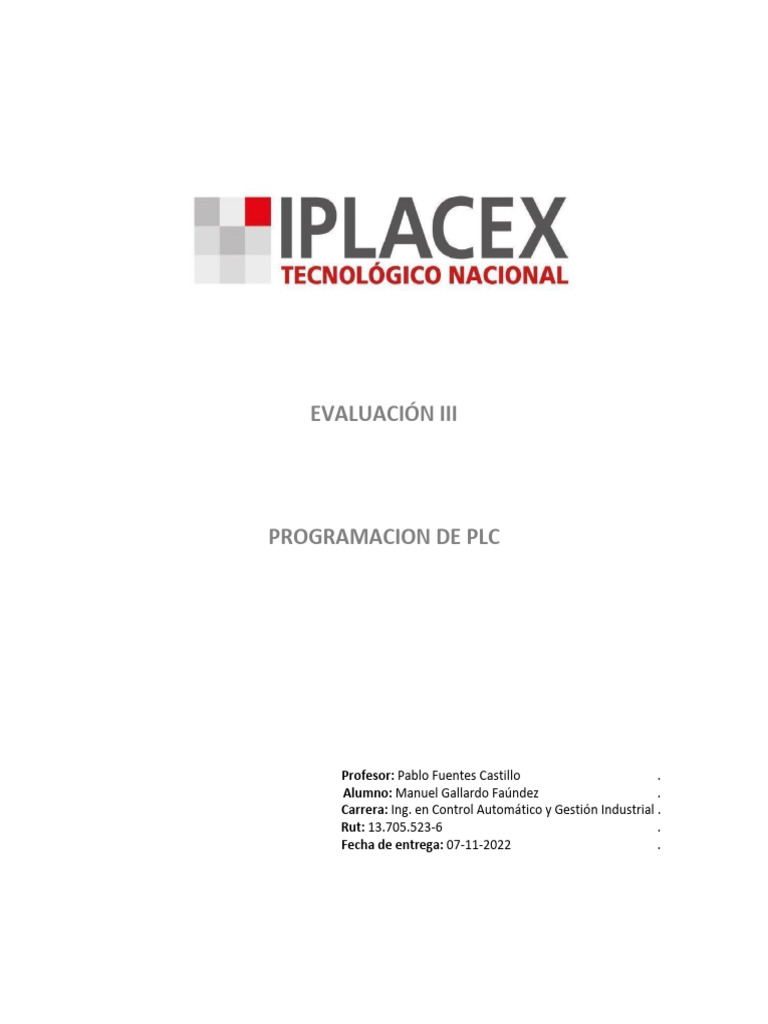Evaluacion III Programaci N de PLC PDF | PDF | Ascensor | Archivo de computadora