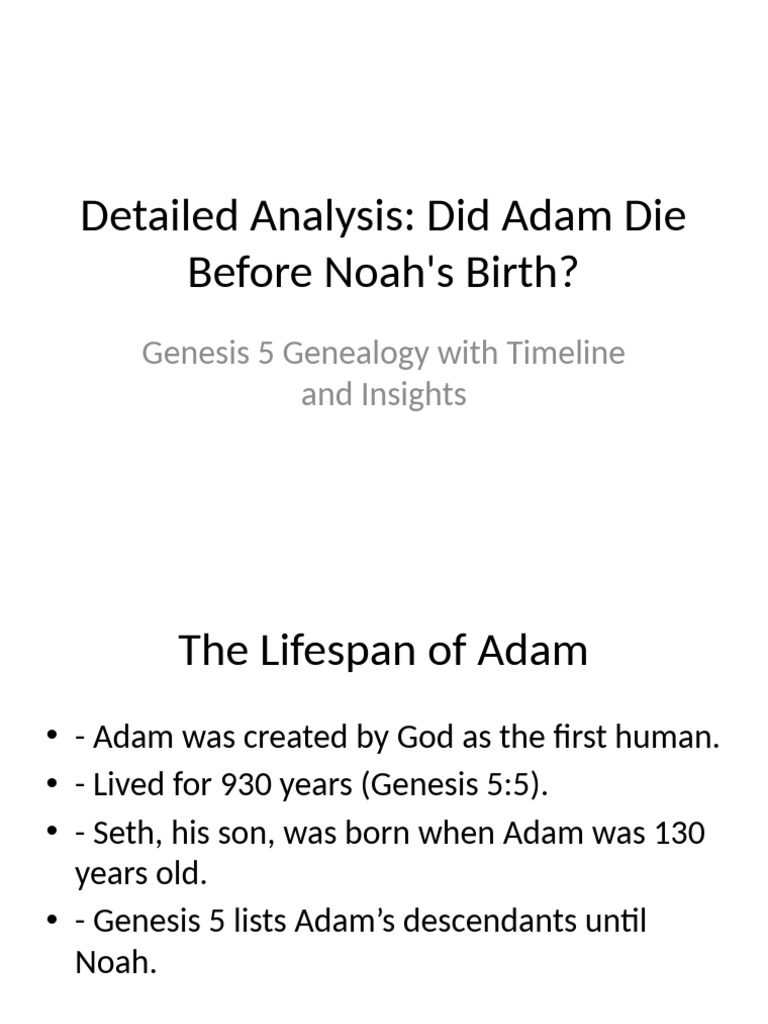 Detailed Analysis Genesis 5 Timeline | PDF