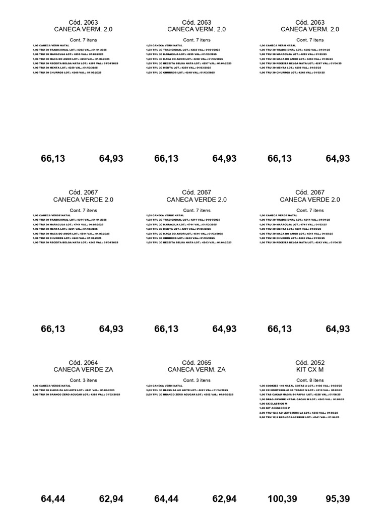 Novas Canecas Cestas | PDF