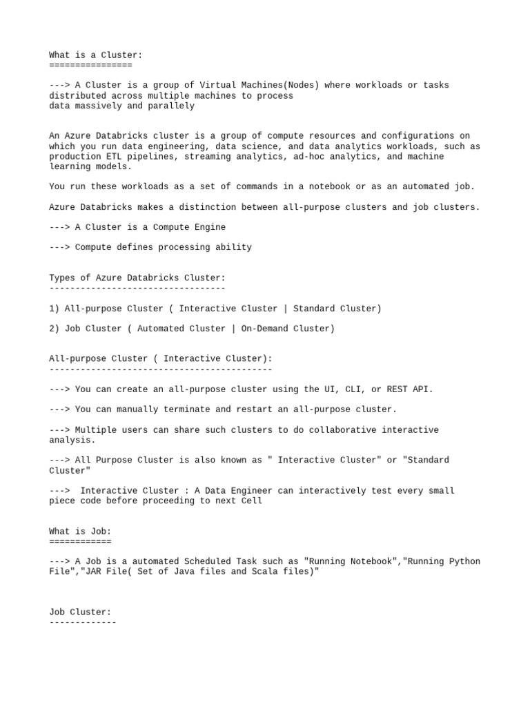 Types of Azure Databricks Cluster Types Lyst1726566822070 | PDF