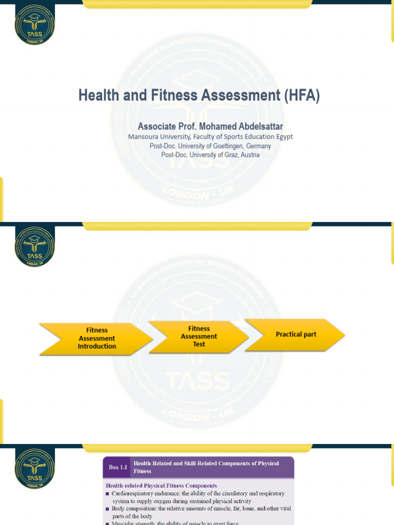 Health and Fitness Assessment (HFA) : Associate Prof. Mohamed ...