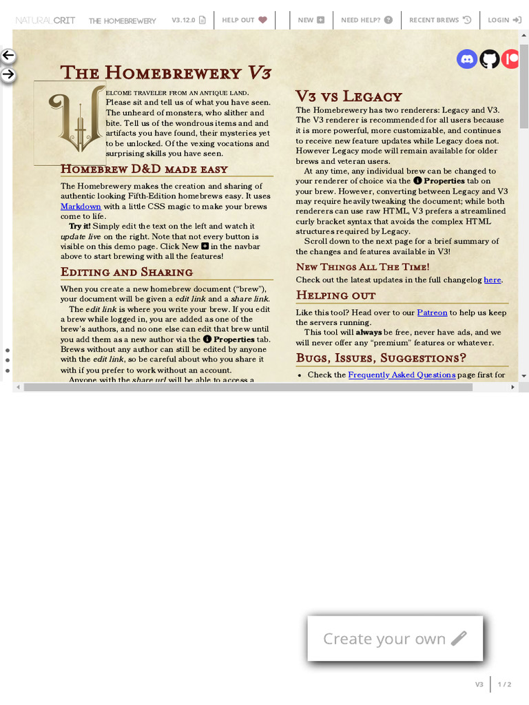 The Homebrewery - NaturalCrit | PDF | Cyberspace | Internet