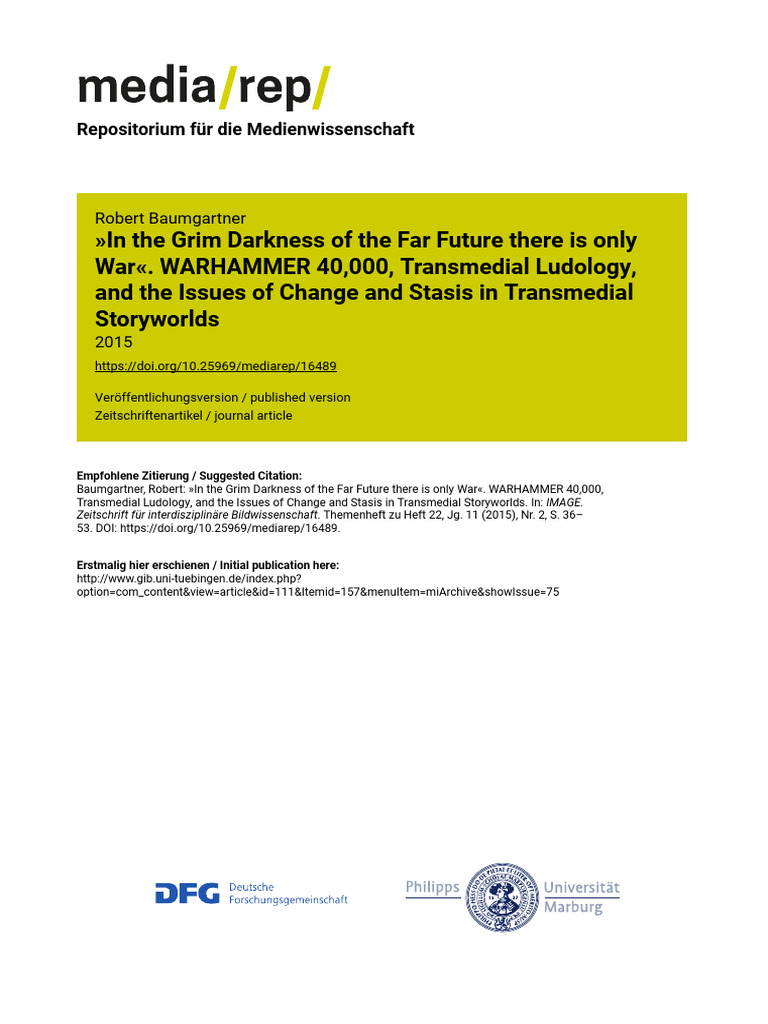 Warhammer 40,000: Transmedial Ludology Insights | PDF