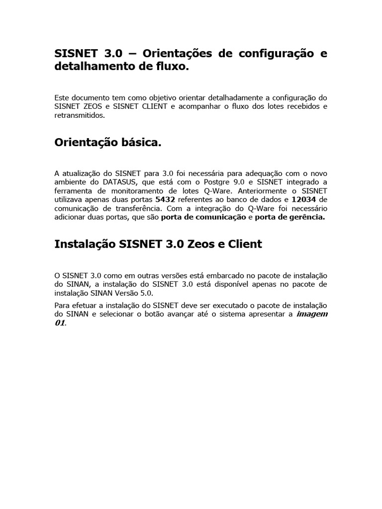 SISNET 3 0 - Orientação de Configuração e Fluxo Detalhado - 000 | PDF ...