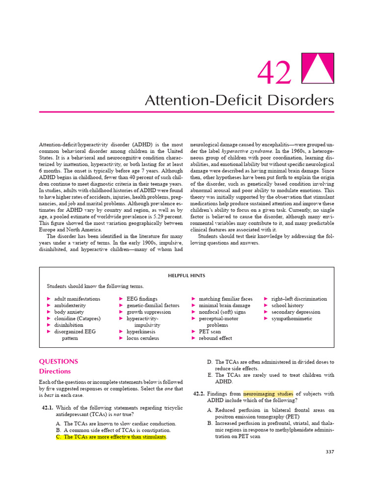 Kaplan Psych MCQ | PDF | Attention Deficit Hyperactivity Disorder | Mental Disorder