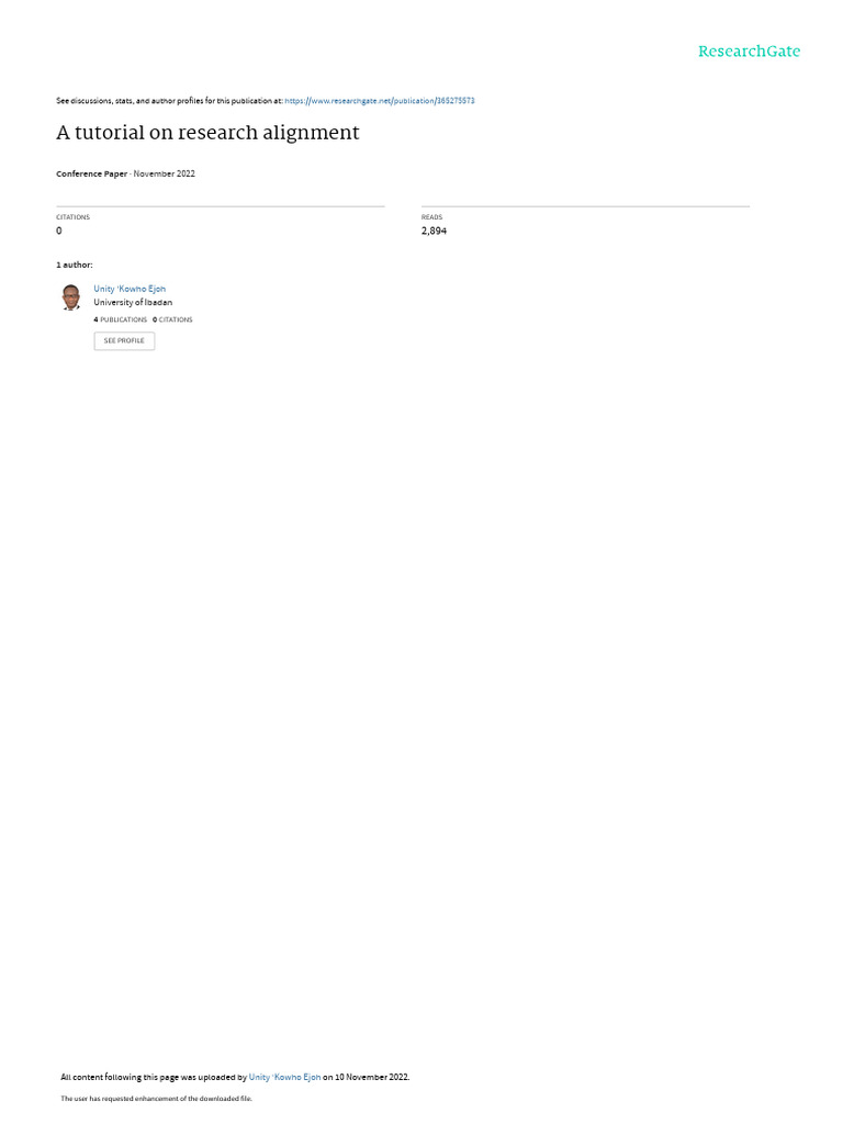 A Tutorial On Research Alignment | PDF | Cognition | Science