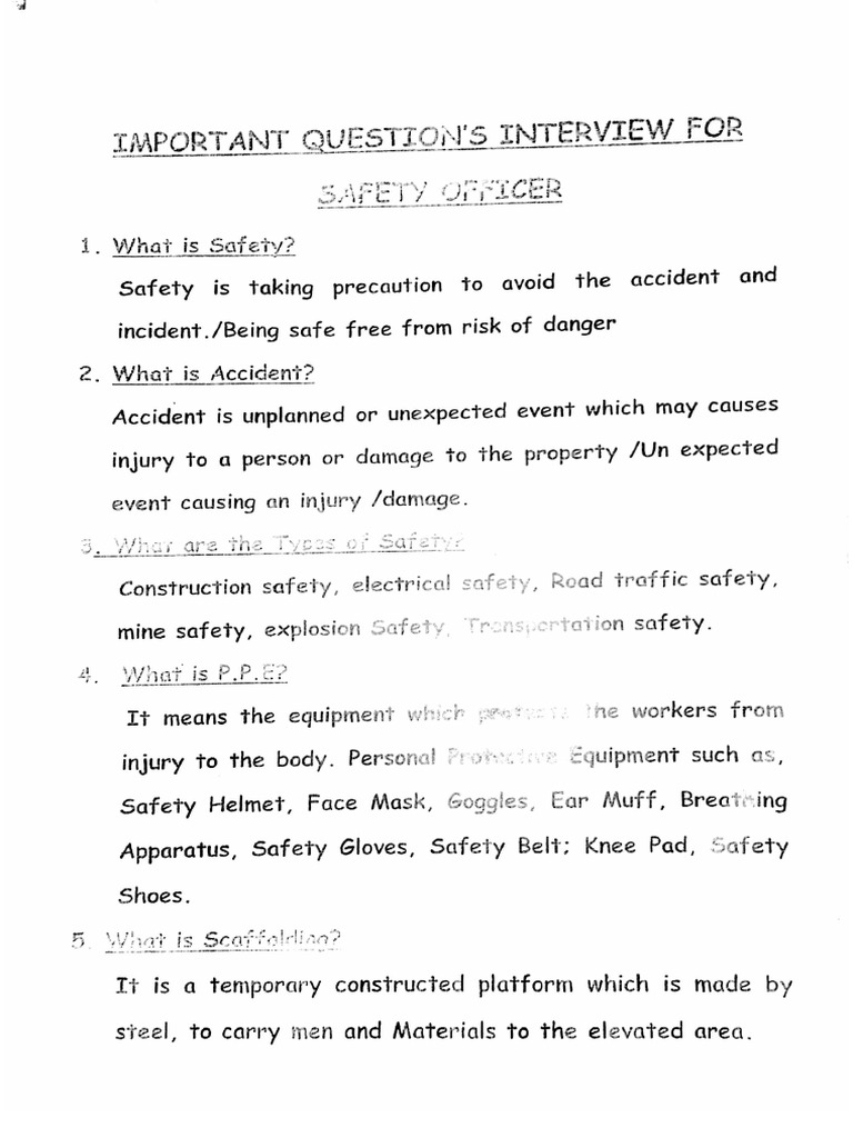 Safety Interview Q&A | PDF