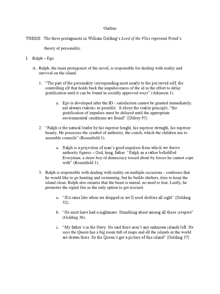 Freud's Theory of Personality in Lord of the Flies: An Analysis of ...