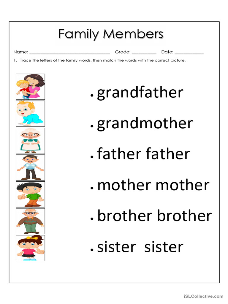 Family Members Worksheet | PDF