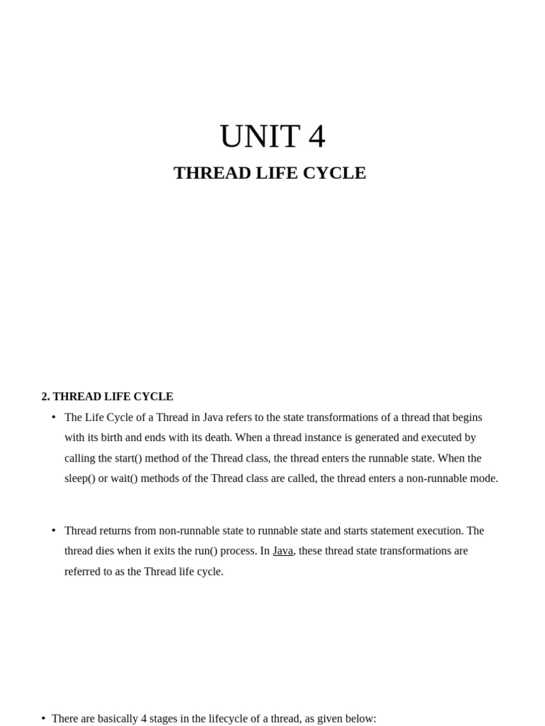 Unit 4 Thread Life Cycle | PDF