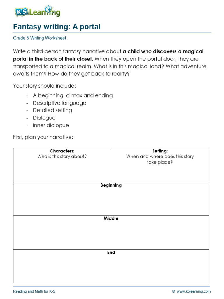 Grade 5 Fantasy Narrative Guide | PDF | Fantasy
