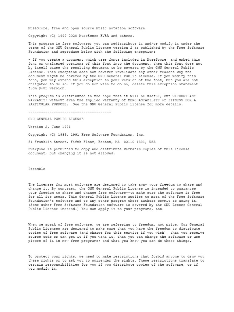 Musescore | PDF | License | Free Software
