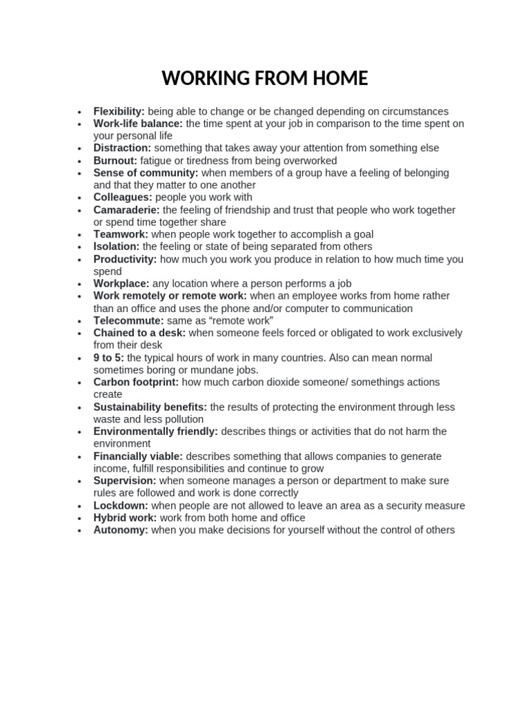 Benefits of Working from Home | PDF