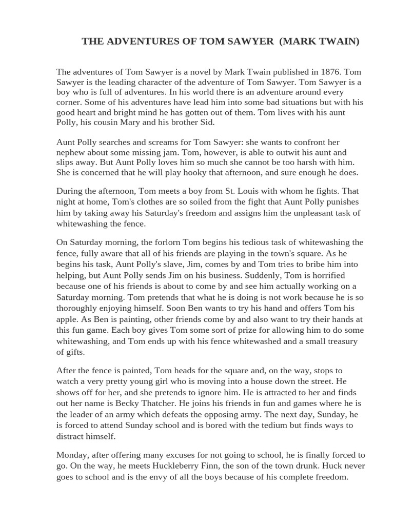 The Adventures of Tom Sawyer | PDF | The Adventures Of Tom Sawyer