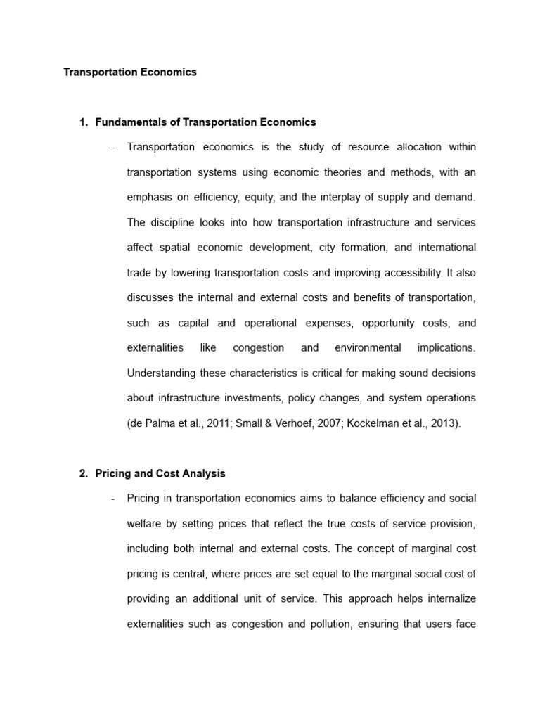 Transportation Economics | PDF | Externality | Transport Economics