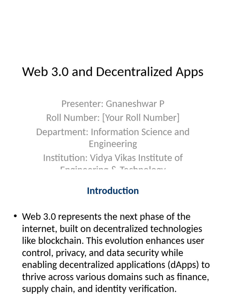 Web3 Seminar Presentation | PDF