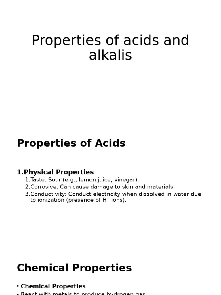Properties of Acids and Alkalis | PDF | Acid | Ph