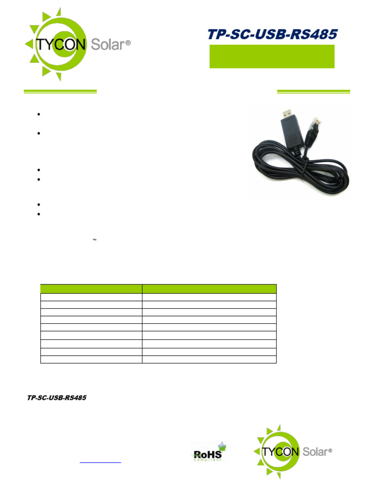 USB to RS485 Adapter Specifications | PDF | Usb | Personal Computers