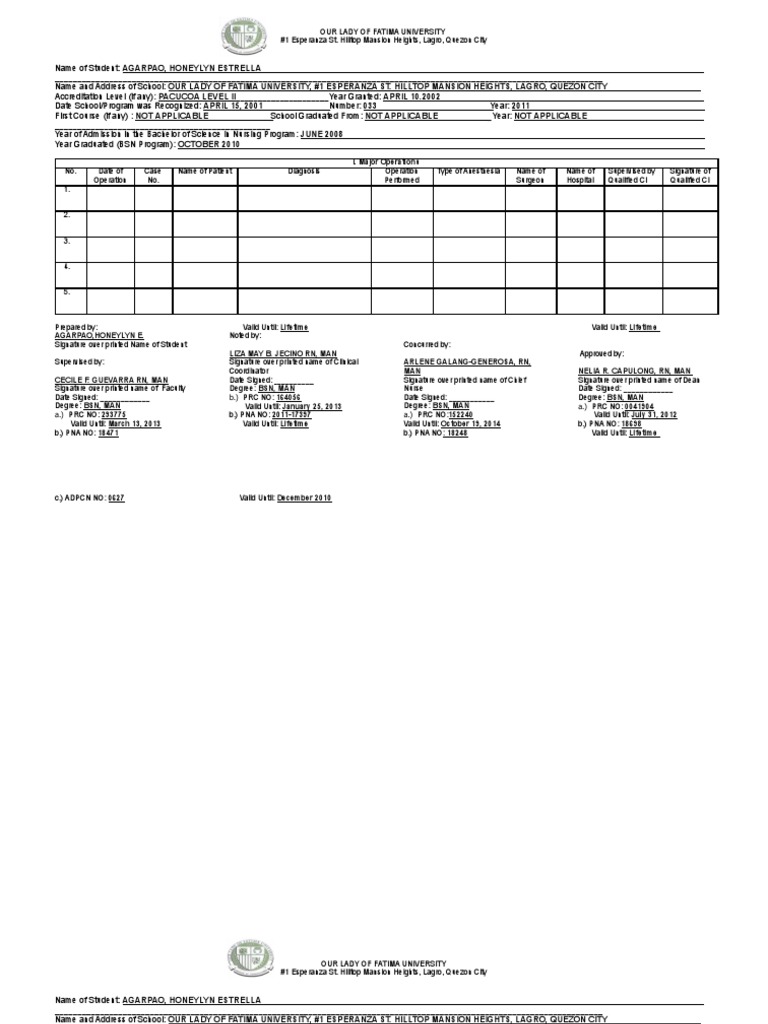 PRC FORM | Nursing | Academic Degree