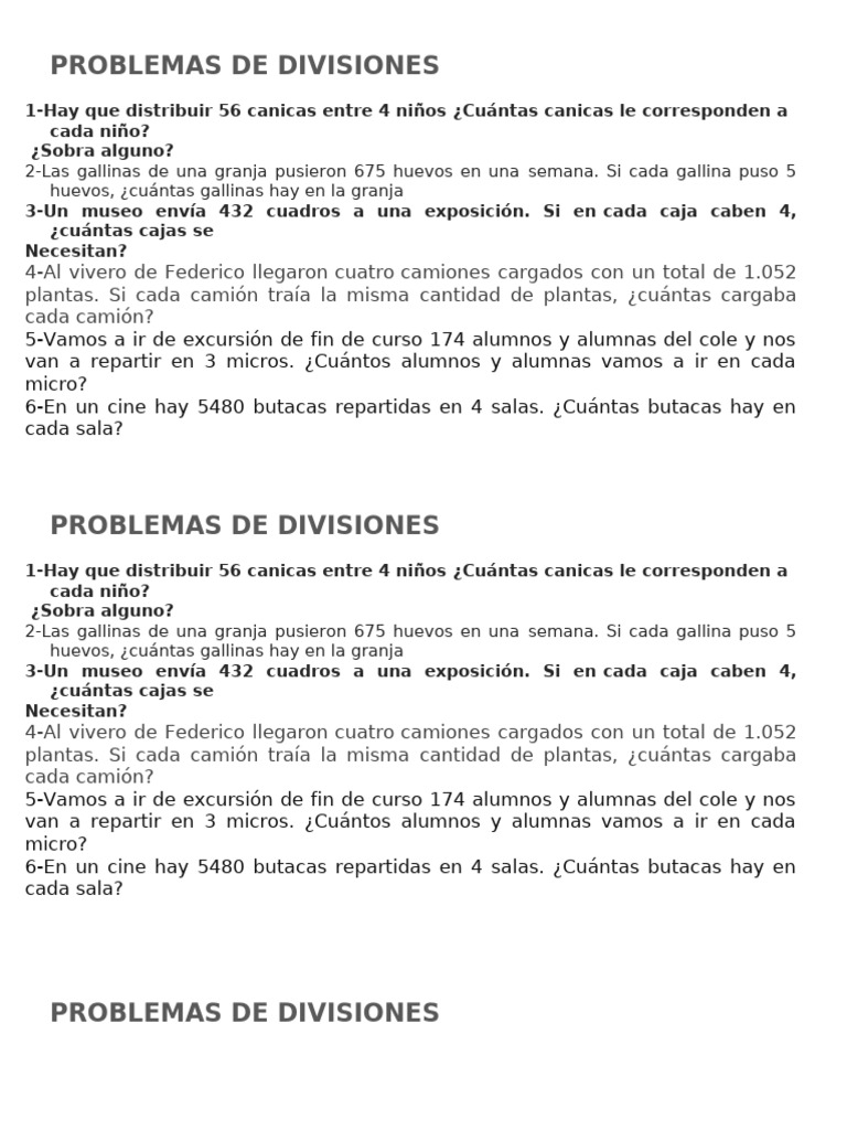 Problemas de División y Soluciones | PDF