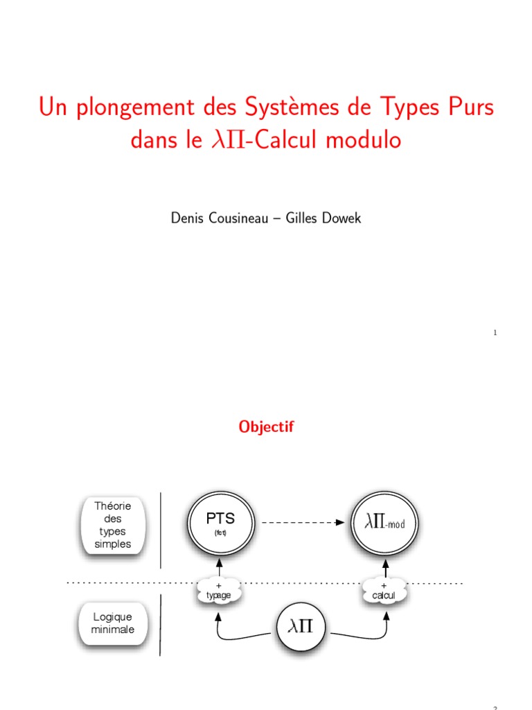 Un plongement des Syst'emes de Types Purs dans le λΠ-Calcul modulo | PDF | Teaching Methods ...