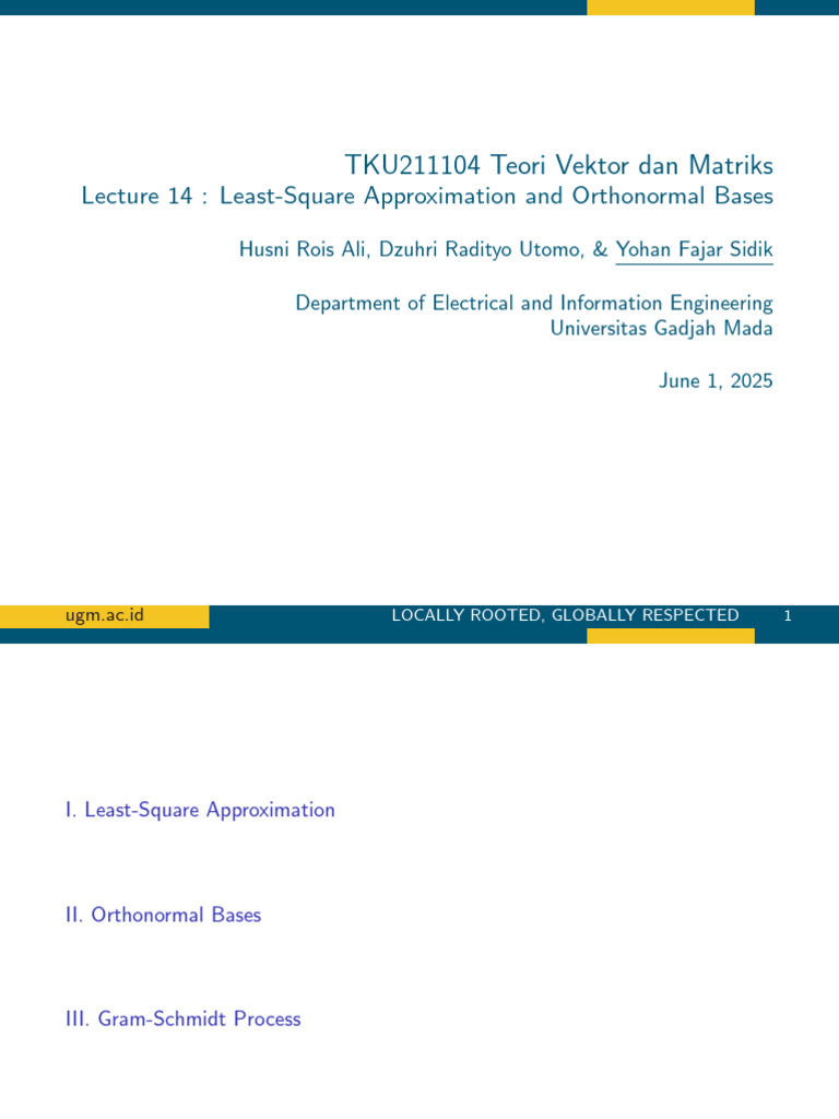 TVM l14 Lsa Orthonormal Yfs | PDF | Applied Mathematics | Algebra