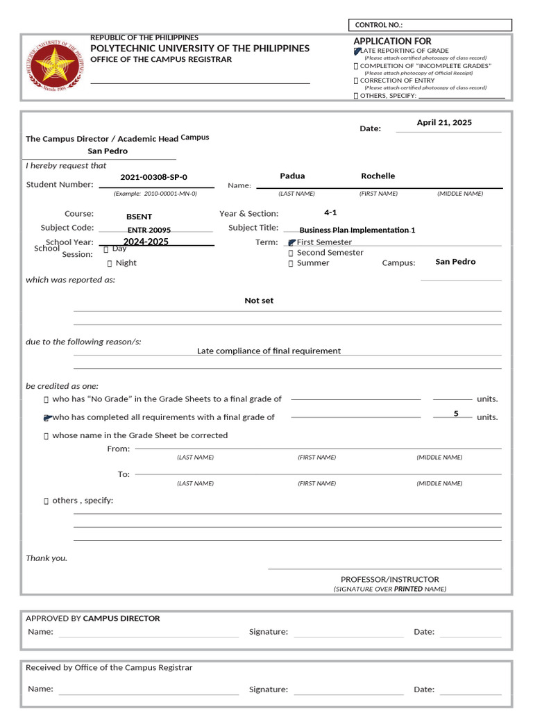 Pup Completion Form 2011 B | PDF