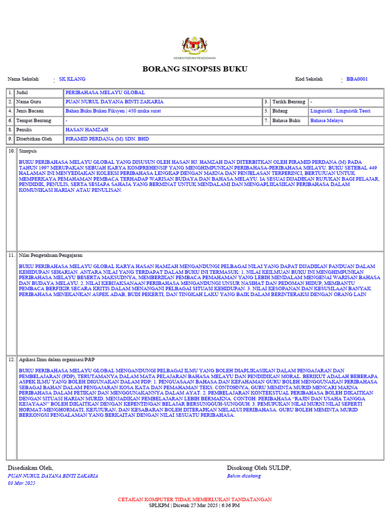 Sinopsis Buku Peribahasa Melayu | PDF