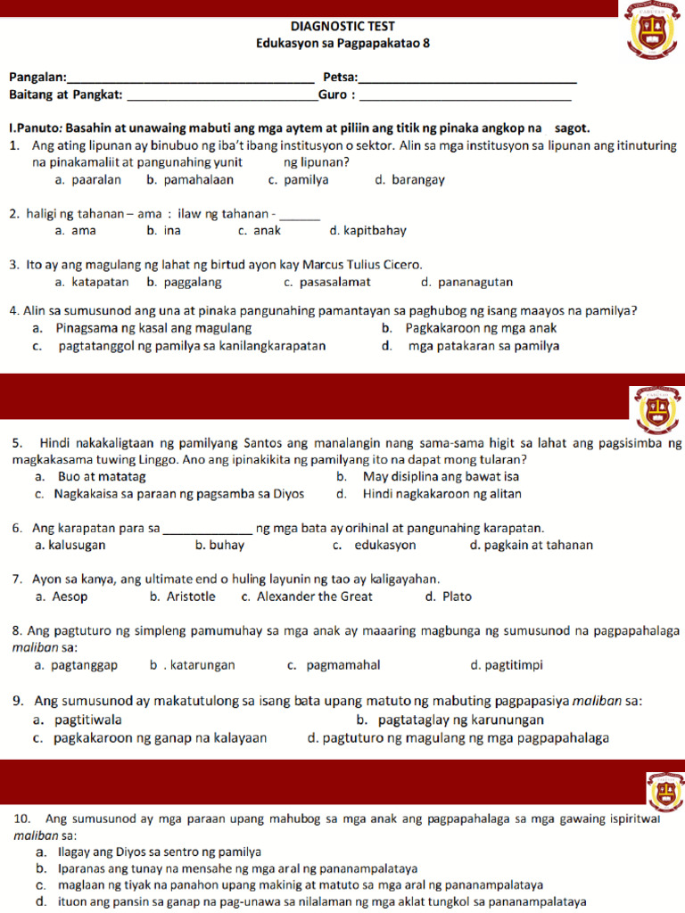 ESP-Diagnostic Test | PDF