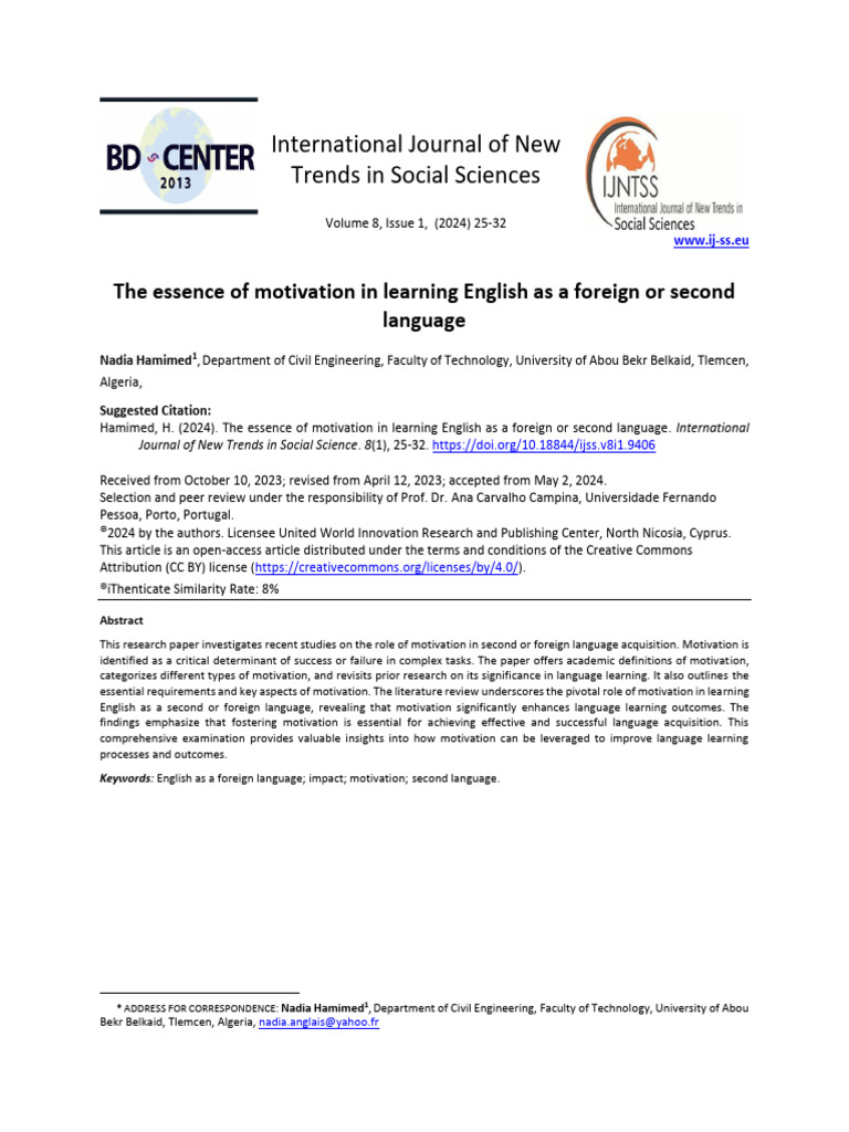 Motivation's Role in Learning English | PDF | Motivational | Motivation
