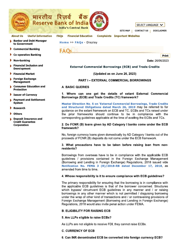 Rbi Regulation On Ecb | PDF