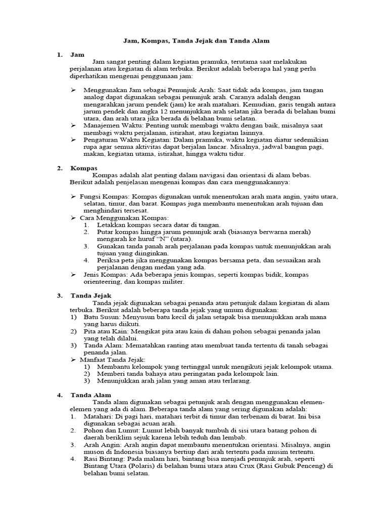 Jam, Kompas Dann Tanda Jejak | PDF