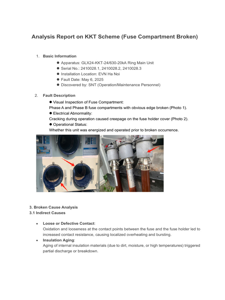 Analysis Report On KKT Scheme (Fuse Compartment Broken) | PDF | Fuse ...