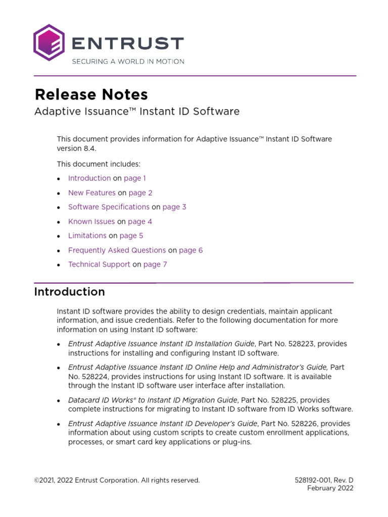 Adaptive Issuance Instant ID 8.4 Release Notes | PDF | Printer ...