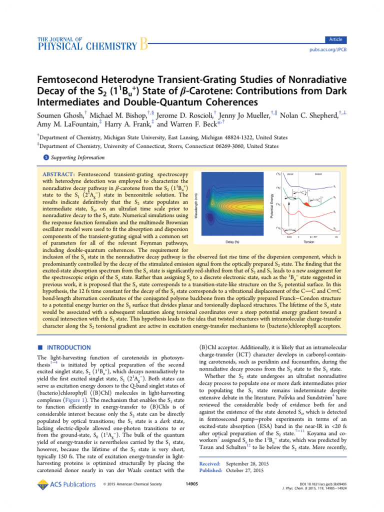 Lafountain Et Al 2015 Femtosecond Heterodyne Transient Grating Studies of Nonradiative Decay of ...